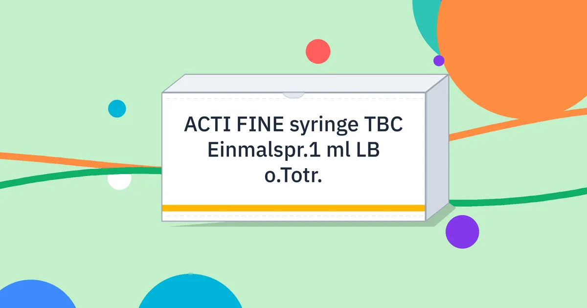Symbolbild: Packung mit der Aufschrift ACTI FINE syringe TBC Einmalspr.1 ml LB o.Totr. (PZN 07652585) – Verfügbarkeit und Bezug in Apotheken in Frankfurt am Main