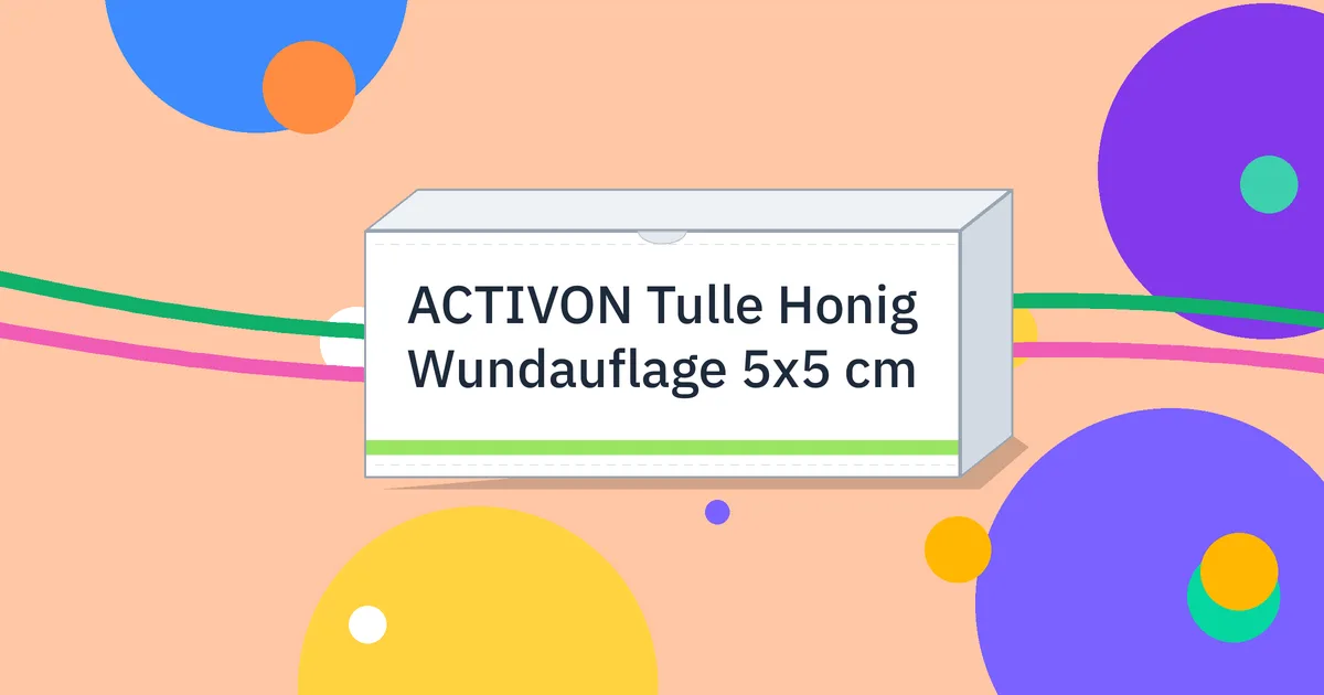 Symbolbild: Packung mit der Aufschrift ACTIVON Tulle Honig Wundauflage 5x5 cm (PZN 14233245) – Verfügbarkeit und Bezug in Apotheken in Frankfurt am Main
