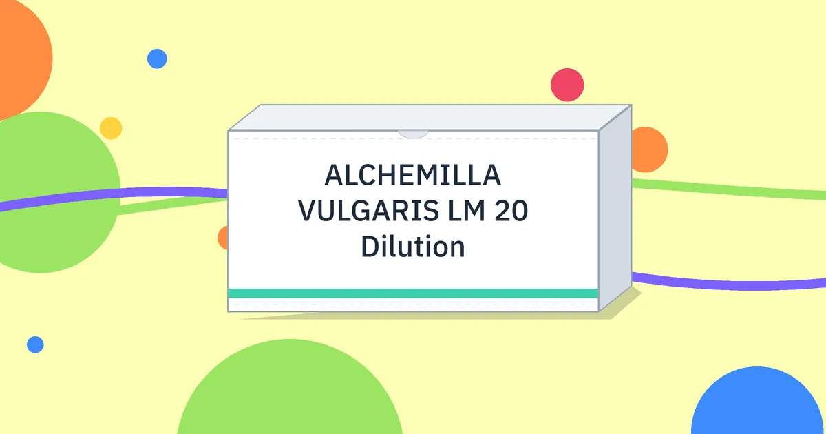 Symbolbild: Packung mit der Aufschrift ALCHEMILLA VULGARIS LM 20 Dilution (PZN 13308892) – Verfügbarkeit und Bezug in Apotheken in Frankfurt am Main