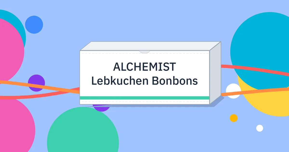 Symbolbild: Packung mit der Aufschrift ALCHEMIST Lebkuchen Bonbons (PZN 17153038) – Verfügbarkeit und Bezug in Apotheken in Frankfurt am Main