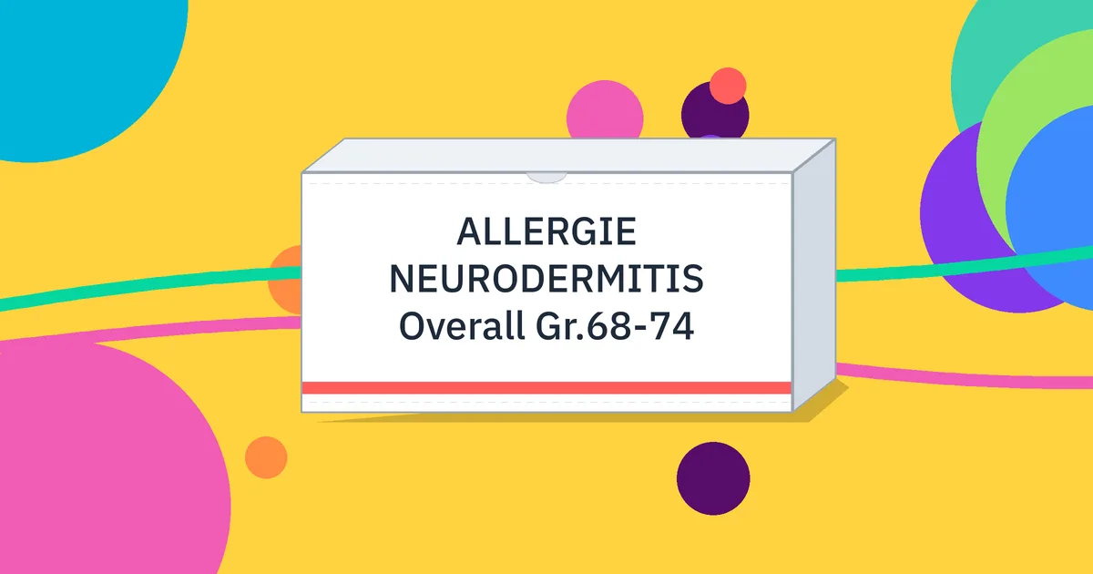 Symbolbild: Packung mit der Aufschrift ALLERGIE NEURODERMITIS Overall Gr.68-74 (PZN 01687476) – Verfügbarkeit und Bezug in Apotheken in Frankfurt am Main