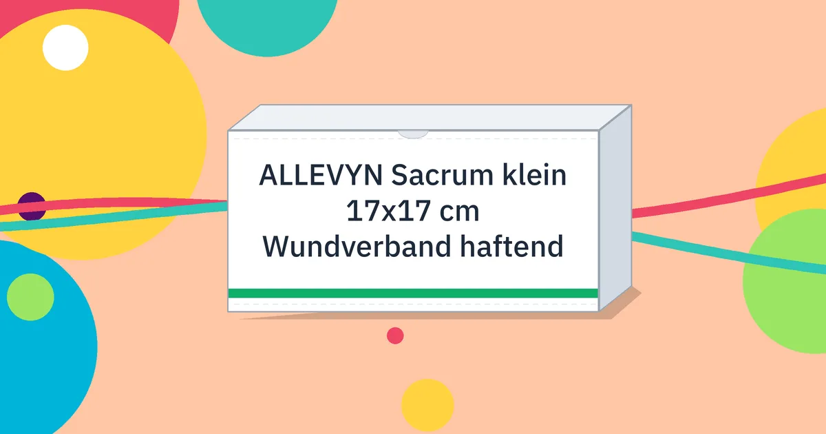 Symbolbild: Packung mit der Aufschrift ALLEVYN Sacrum klein 17x17 cm Wundverband haftend (PZN 12639256) – Verfügbarkeit und Bezug in Apotheken in Frankfurt am Main