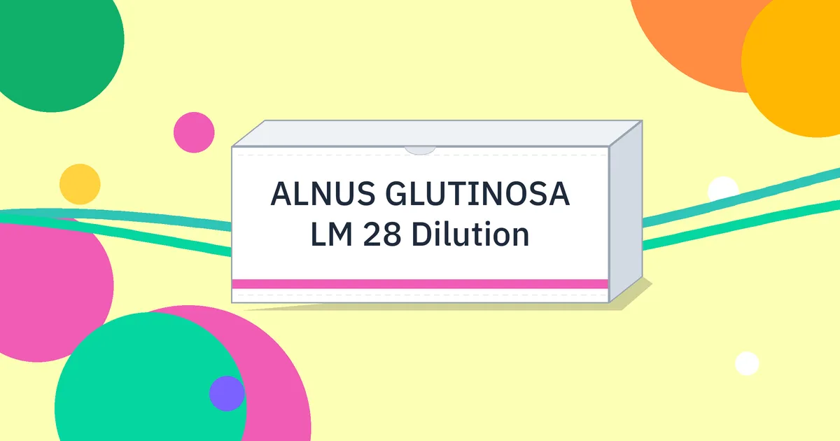Symbolbild: Packung mit der Aufschrift ALNUS GLUTINOSA LM 28 Dilution (PZN 13312681) – Verfügbarkeit und Bezug in Apotheken in Frankfurt am Main