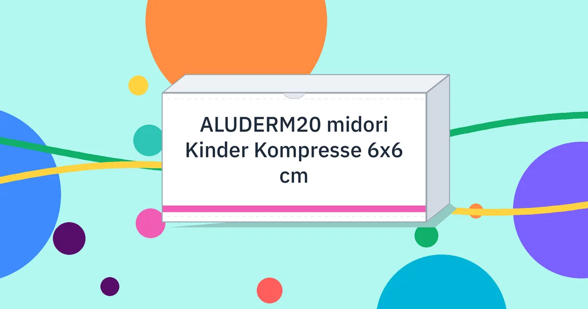 Symbolbild: Packung mit der Aufschrift ALUDERM20 midori Kinder Kompresse 6x6 cm (PZN 20936956) – Verfügbarkeit und Bezug in Apotheken in Frankfurt am Main