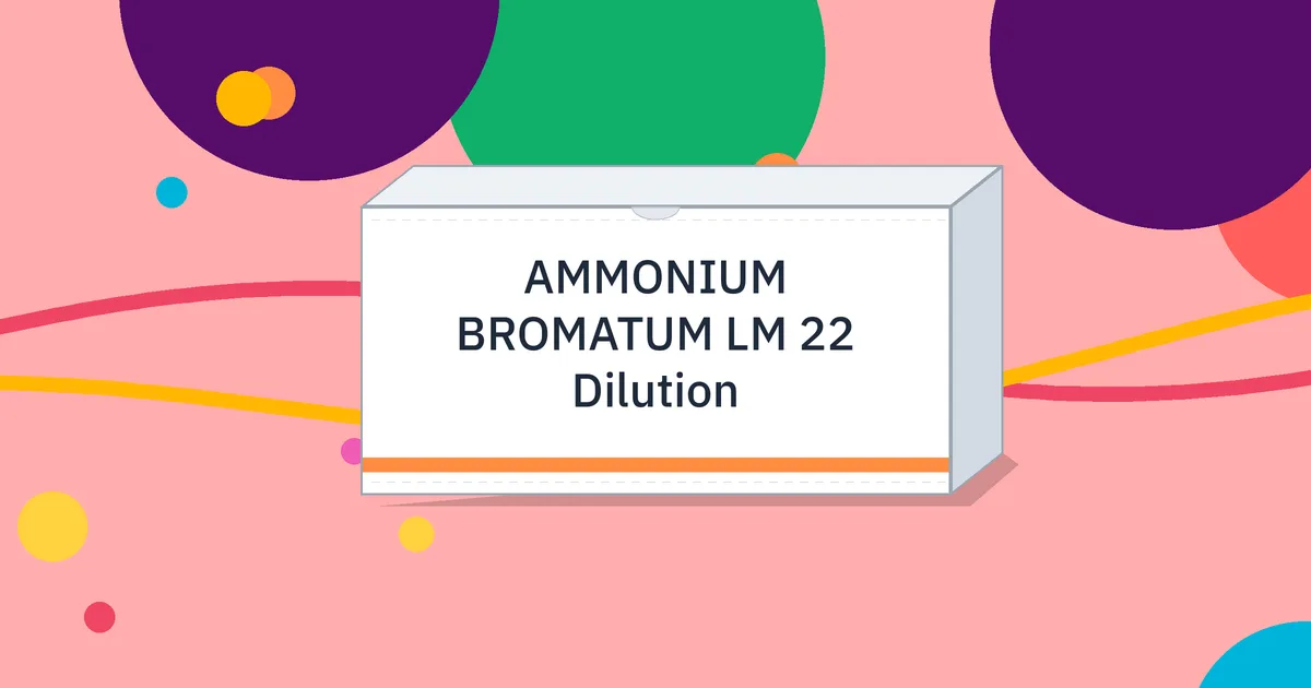 Symbolbild: Packung mit der Aufschrift AMMONIUM BROMATUM LM 22 Dilution (PZN 13320545) – Verfügbarkeit und Bezug in Apotheken in Frankfurt am Main
