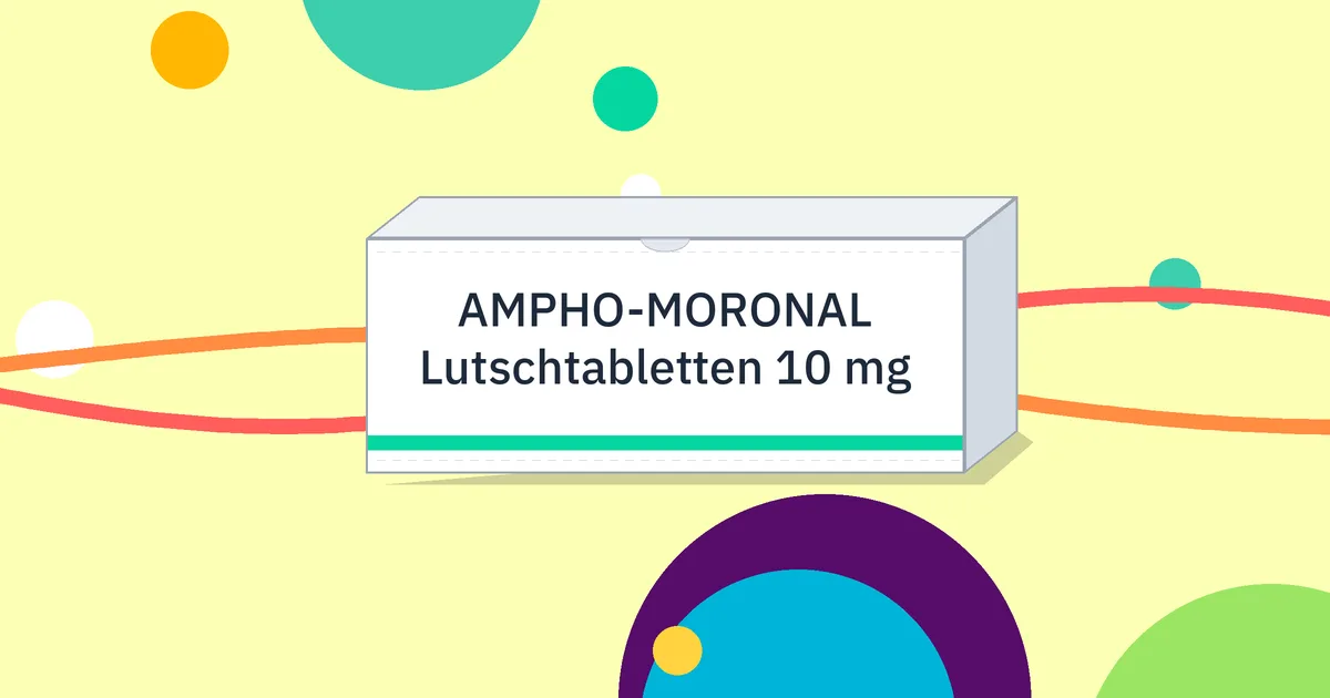 Symbolbild: Packung mit der Aufschrift AMPHO-MORONAL Lutschtabletten 10 mg (PZN 07751726) – Verfügbarkeit und Bezug in Apotheken in Frankfurt am Main