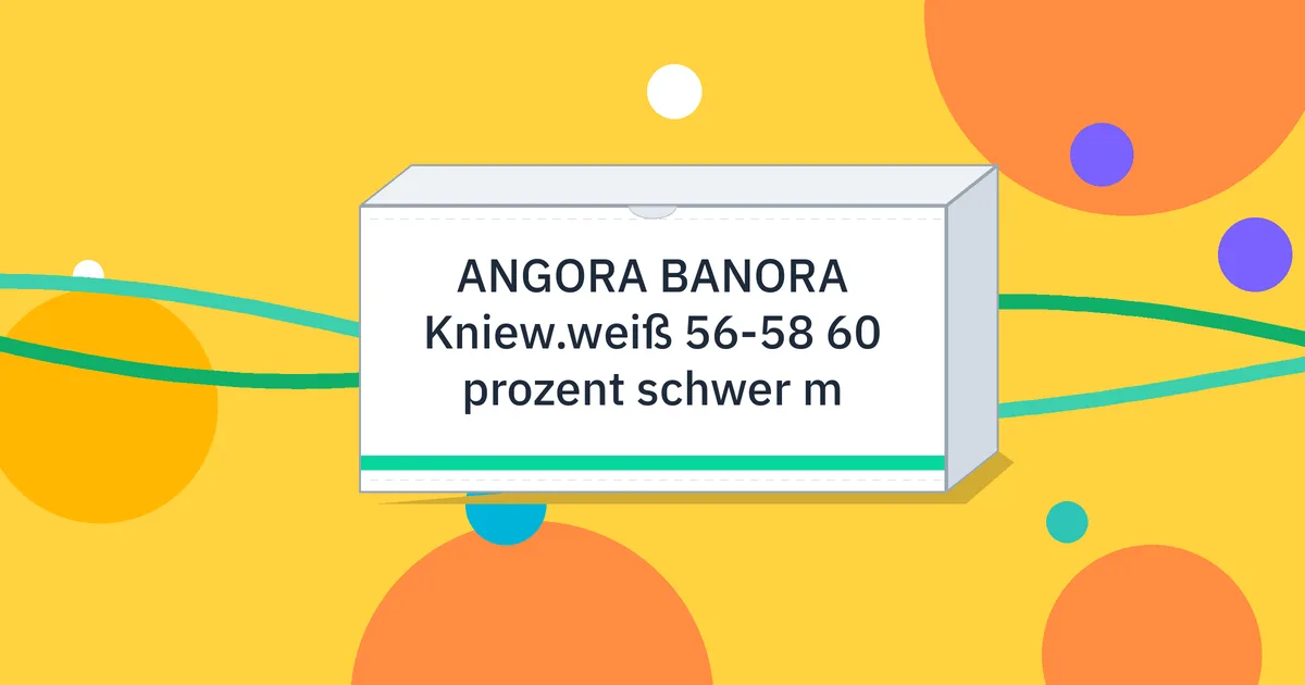 Symbolbild: Packung mit der Aufschrift ANGORA BANORA Kniew.weiß 56-58 60 prozent schwer m (PZN 02769147) – Verfügbarkeit und Bezug in Apotheken in Frankfurt am Main