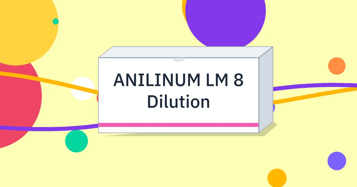 Symbolbild: Packung mit der Aufschrift ANILINUM LM 8 Dilution (PZN 12762353) – Verfügbarkeit und Bezug in Apotheken in Frankfurt am Main