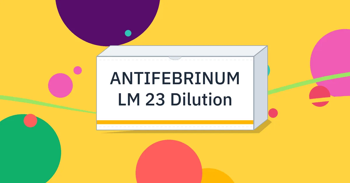 Symbolbild: Packung mit der Aufschrift ANTIFEBRINUM LM 23 Dilution (PZN 13371844) – Verfügbarkeit und Bezug in Apotheken in Frankfurt am Main