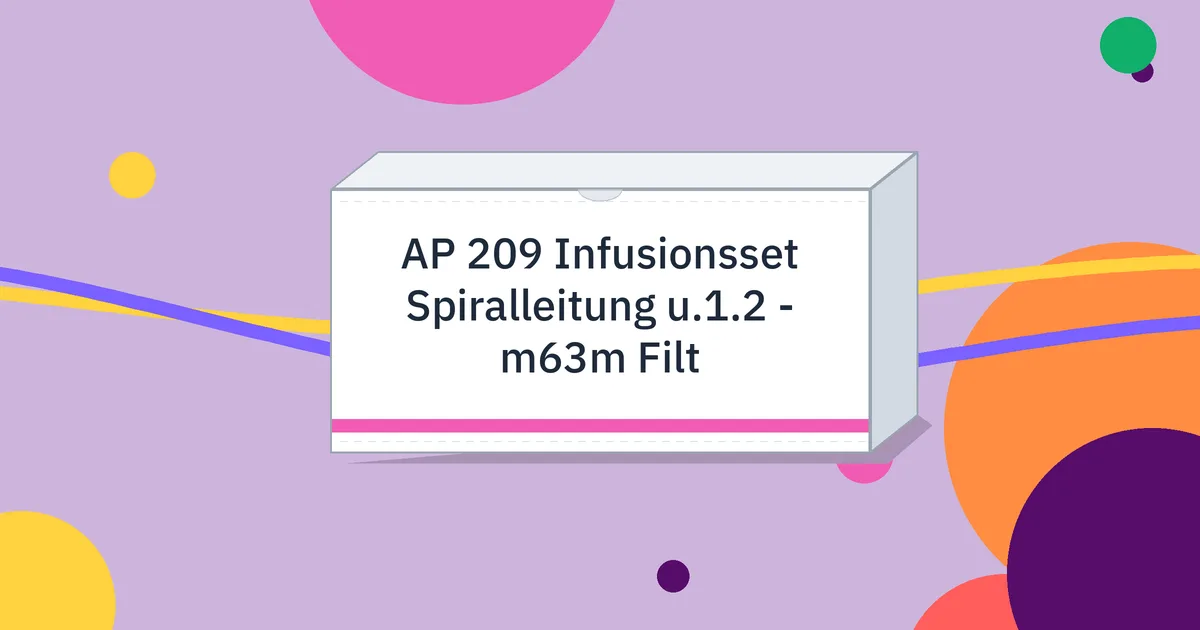 Symbolbild: Packung mit der Aufschrift AP 209 Infusionsset Spiralleitung u.1.2 -m63m Filt (PZN 19493318) – Verfügbarkeit und Bezug in Apotheken in Frankfurt am Main
