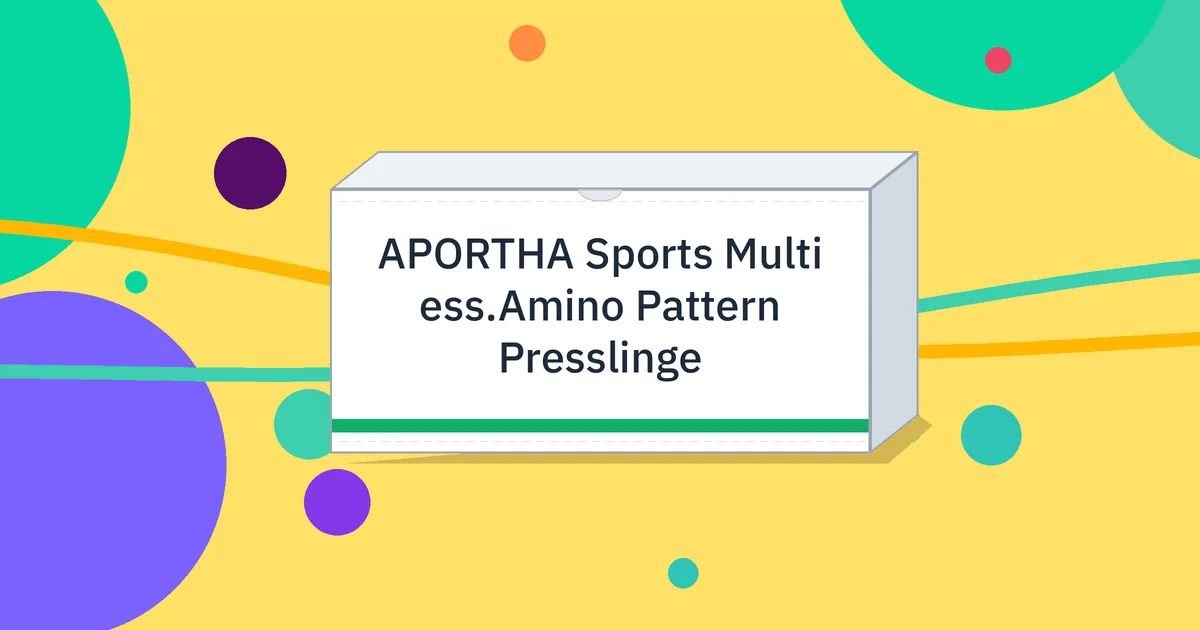 Symbolbild: Packung mit der Aufschrift APORTHA Sports Multi ess.Amino Pattern Presslinge (PZN 16138350) – Verfügbarkeit und Bezug in Apotheken in Frankfurt am Main