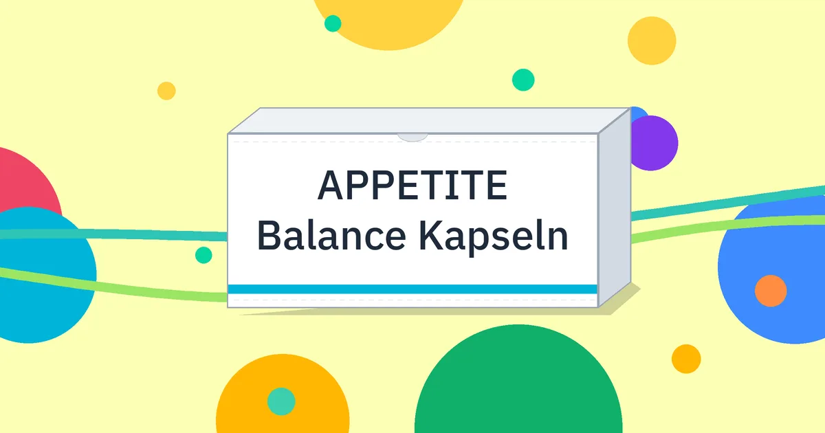 Symbolbild: Packung mit der Aufschrift APPETITE Balance Kapseln (PZN 19104647) – Verfügbarkeit und Bezug in Apotheken in Frankfurt am Main