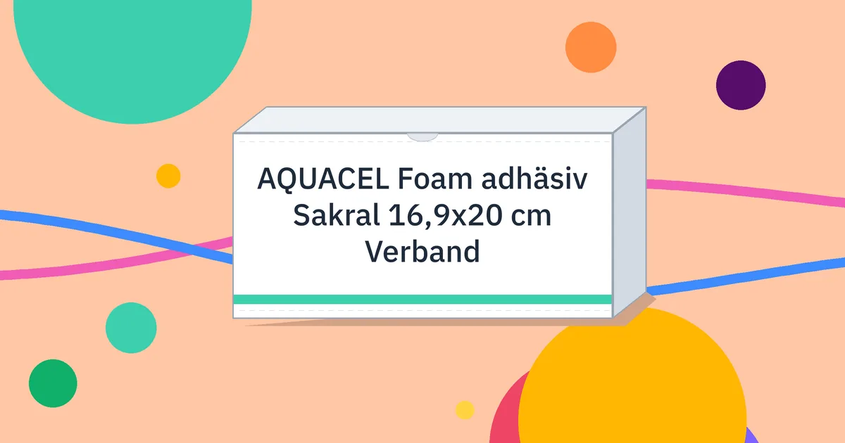 Symbolbild: Packung mit der Aufschrift AQUACEL Foam adhäsiv Sakral 16,9x20 cm Verband (PZN 20080403) – Verfügbarkeit und Bezug in Apotheken in Frankfurt am Main