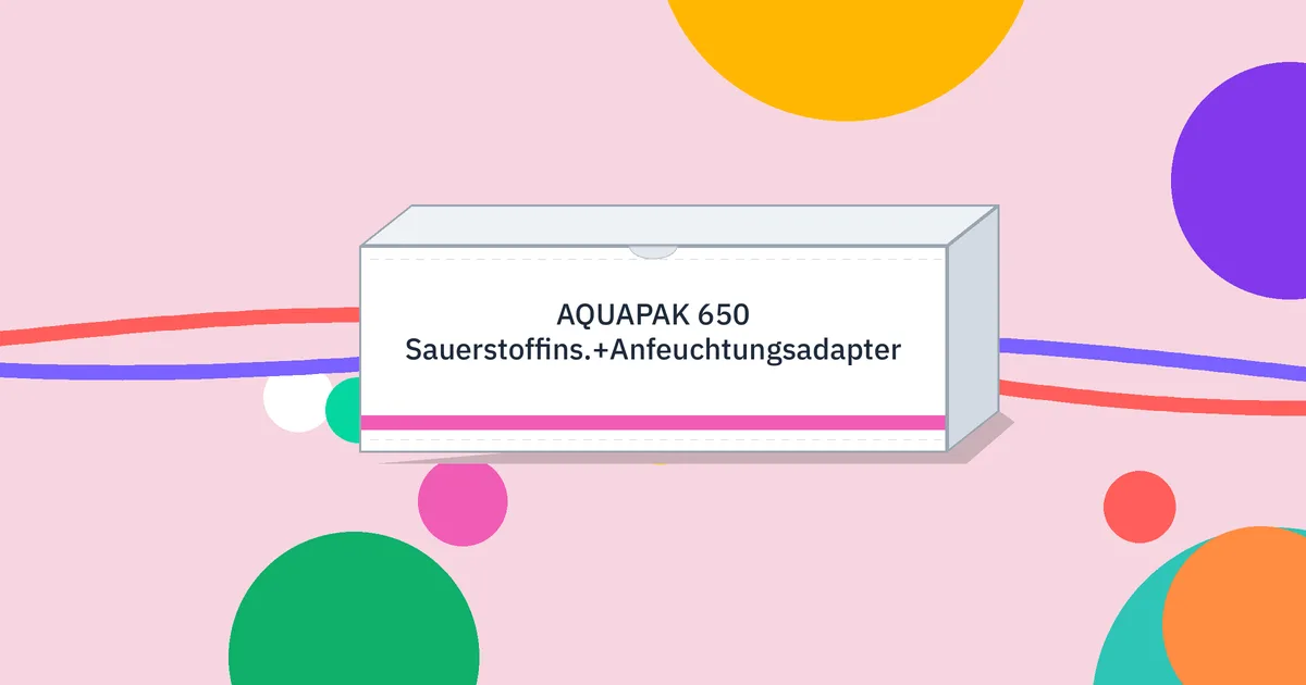 Symbolbild: Packung mit der Aufschrift AQUAPAK 650 Sauerstoffins.+Anfeuchtungsadapter (PZN 05991840) – Verfügbarkeit und Bezug in Apotheken in Frankfurt am Main