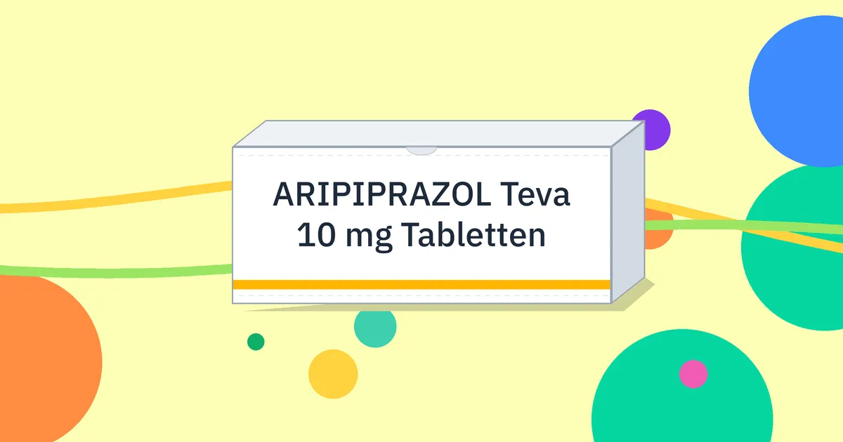 Symbolbild: Packung mit der Aufschrift ARIPIPRAZOL Teva 10 mg Tabletten (PZN 19053140) – Verfügbarkeit und Bezug in Apotheken in Frankfurt am Main
