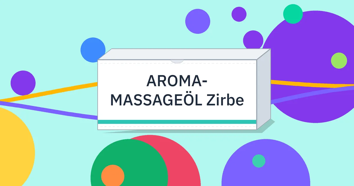Symbolbild: Packung mit der Aufschrift AROMA-MASSAGEÖL Zirbe (PZN 19237294) – Verfügbarkeit und Bezug in Apotheken in Frankfurt am Main