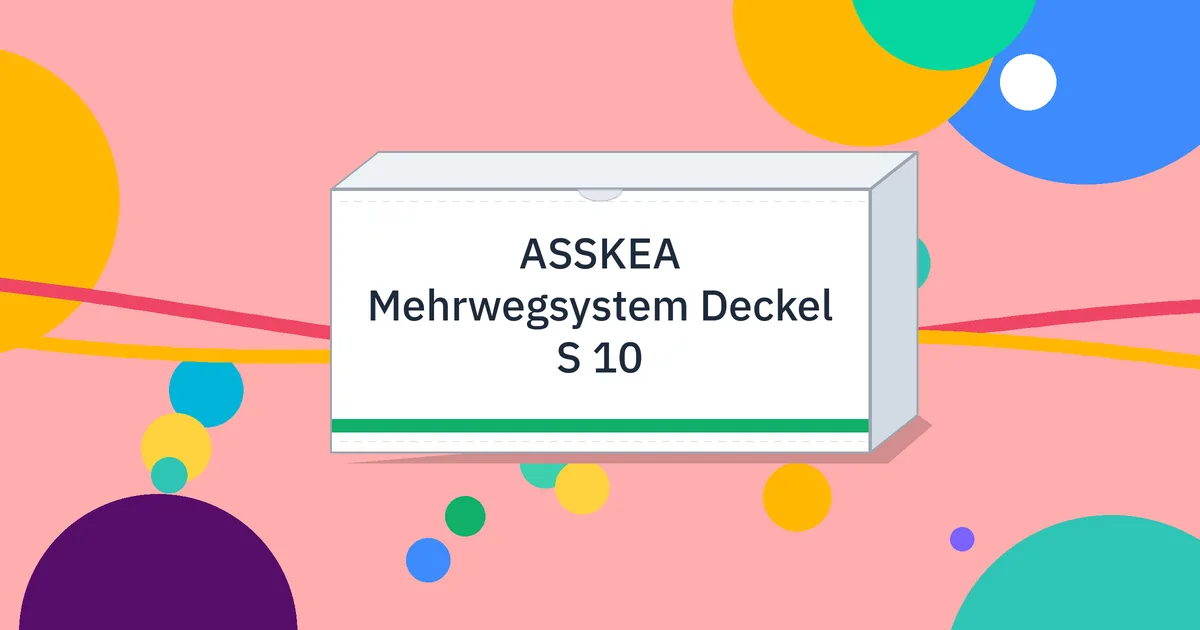Symbolbild: Packung mit der Aufschrift ASSKEA Mehrwegsystem Deckel S 10 (PZN 05355009) – Verfügbarkeit und Bezug in Apotheken in Frankfurt am Main