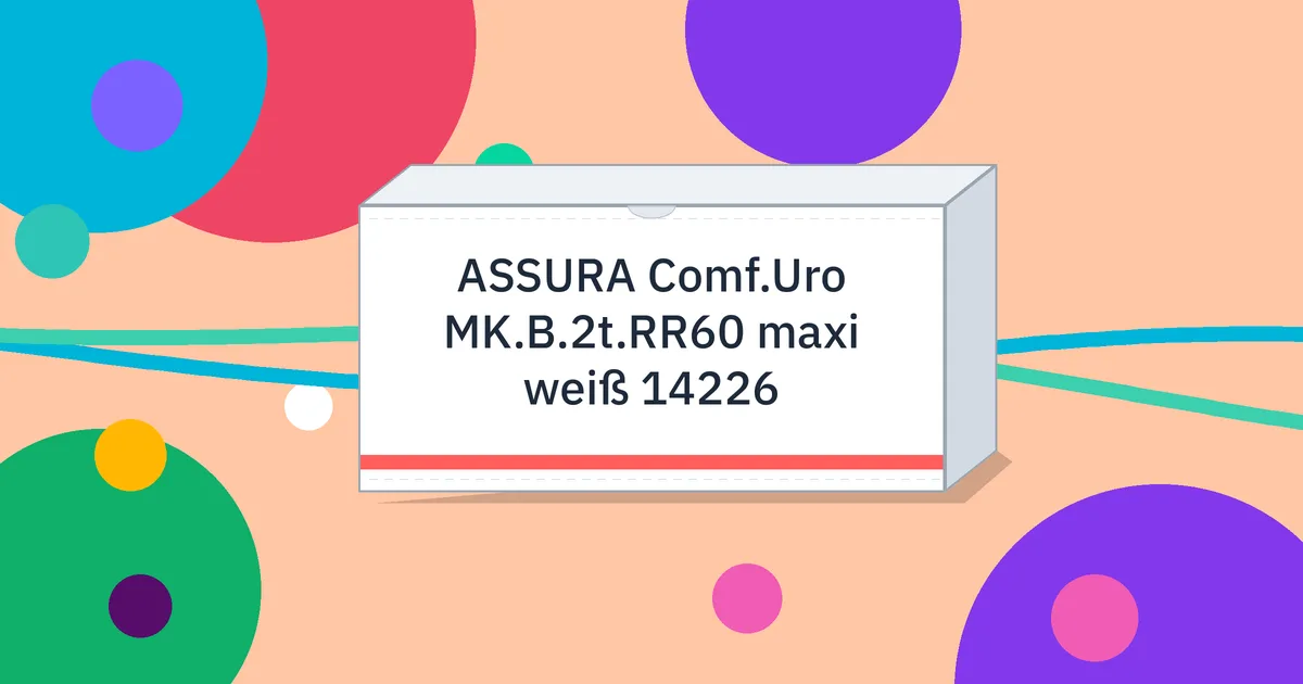 Symbolbild: Packung mit der Aufschrift ASSURA Comf.Uro MK.B.2t.RR60 maxi weiß 14226 (PZN 00843141) – Verfügbarkeit und Bezug in Apotheken in Frankfurt am Main