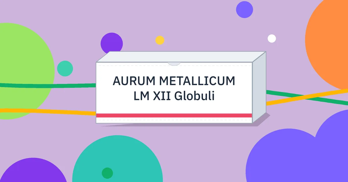 Symbolbild: Packung mit der Aufschrift AURUM METALLICUM LM XII Globuli (PZN 02676871) – Verfügbarkeit und Bezug in Apotheken in Frankfurt am Main