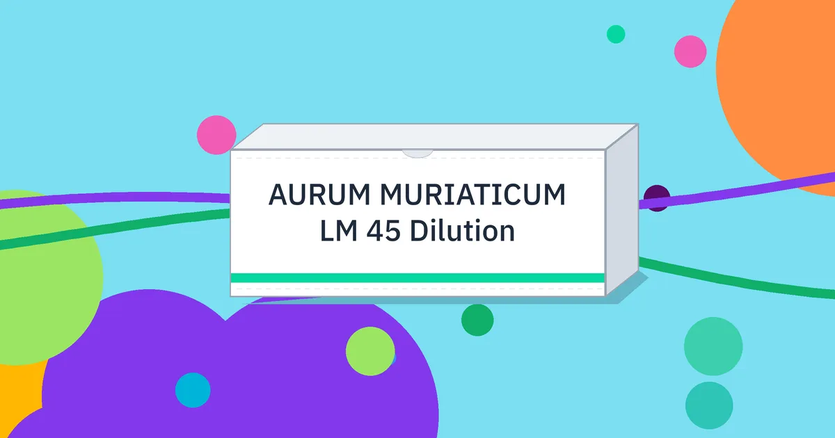 Symbolbild: Packung mit der Aufschrift AURUM MURIATICUM LM 45 Dilution (PZN 12785733) – Verfügbarkeit und Bezug in Apotheken in Frankfurt am Main