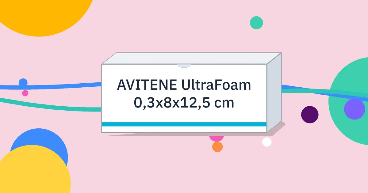 Symbolbild: Packung mit der Aufschrift AVITENE UltraFoam 0,3x8x12,5 cm (PZN 16718886) – Verfügbarkeit und Bezug in Apotheken in Frankfurt am Main