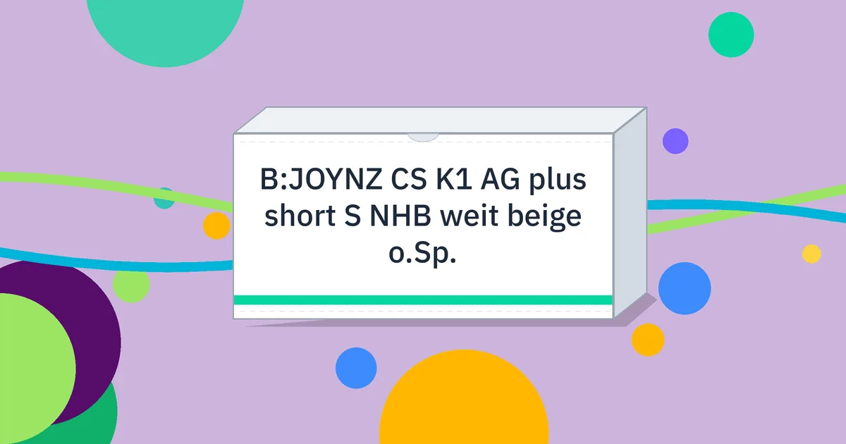 Symbolbild: Packung mit der Aufschrift B:JOYNZ CS K1 AG plus short S NHB weit beige o.Sp. (PZN 20532874) – Verfügbarkeit und Bezug in Apotheken in Frankfurt am Main