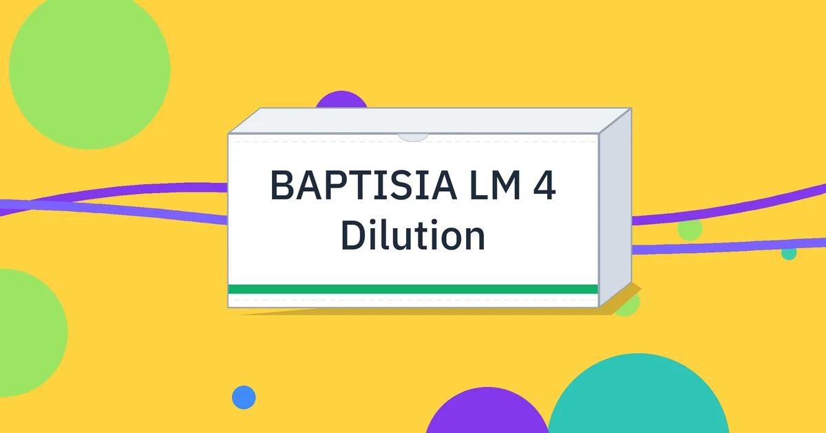 Symbolbild: Packung mit der Aufschrift BAPTISIA LM 4 Dilution (PZN 12787979) – Verfügbarkeit und Bezug in Apotheken in Frankfurt am Main