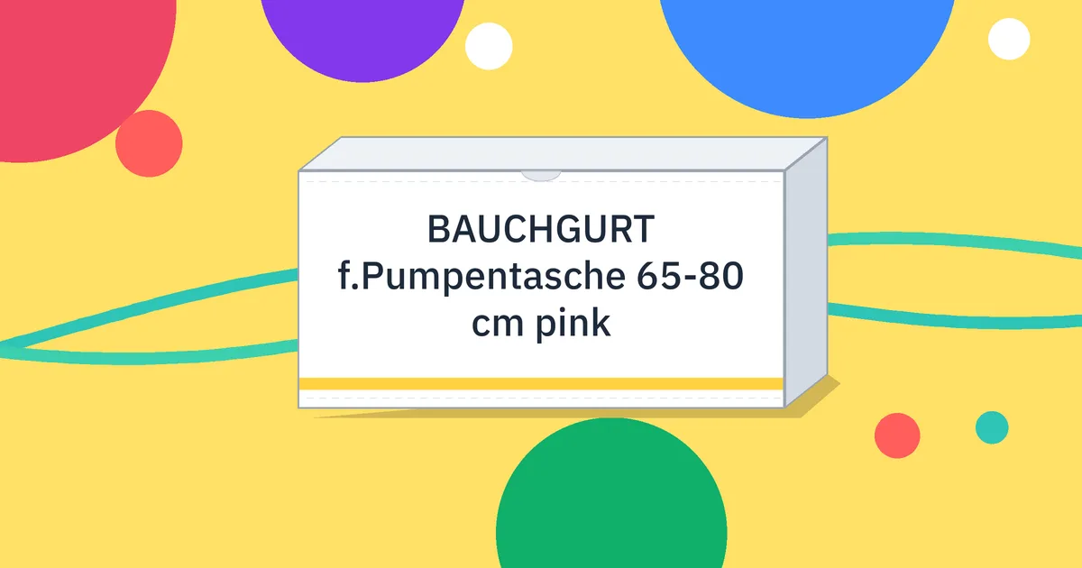 Symbolbild: Packung mit der Aufschrift BAUCHGURT f.Pumpentasche 65-80 cm pink (PZN 16510358) – Verfügbarkeit und Bezug in Apotheken in Frankfurt am Main