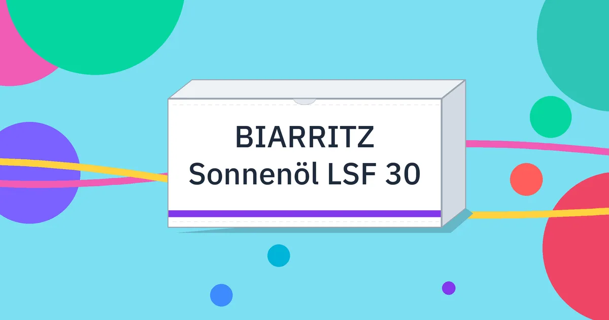 Symbolbild: Packung mit der Aufschrift BIARRITZ Sonnenöl LSF 30 (PZN 20923238) – Verfügbarkeit und Bezug in Apotheken in Frankfurt am Main