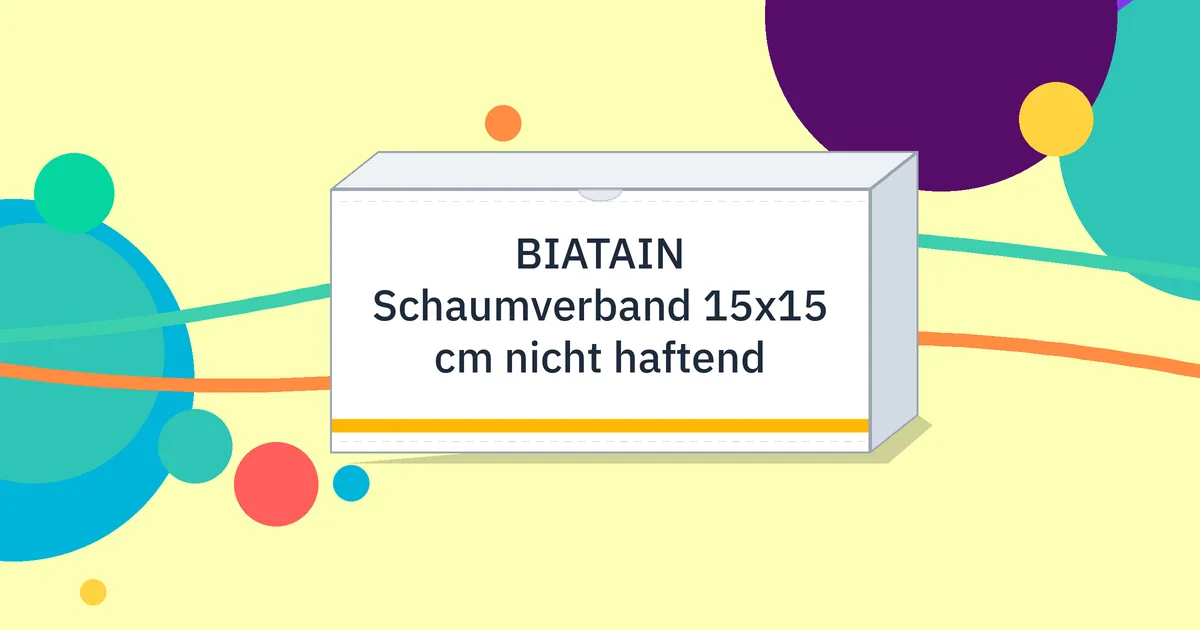 Symbolbild: Packung mit der Aufschrift BIATAIN Schaumverband 15x15 cm nicht haftend (PZN 10122810) – Verfügbarkeit und Bezug in Apotheken in Frankfurt am Main