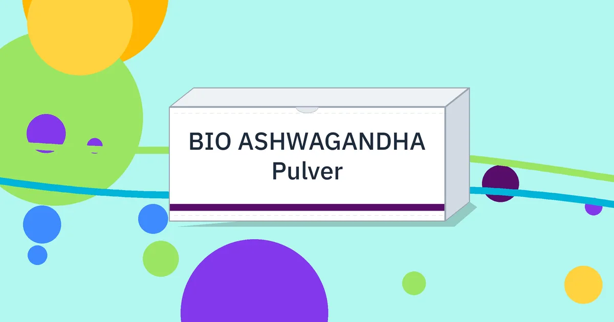 Symbolbild: Packung mit der Aufschrift BIO ASHWAGANDHA Pulver (PZN 17240872) – Verfügbarkeit und Bezug in Apotheken in Frankfurt am Main