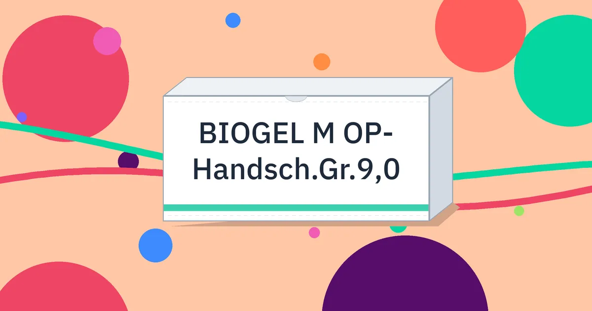 Symbolbild: Packung mit der Aufschrift BIOGEL M OP-Handsch.Gr.9,0 (PZN 03987455) – Verfügbarkeit und Bezug in Apotheken in Frankfurt am Main
