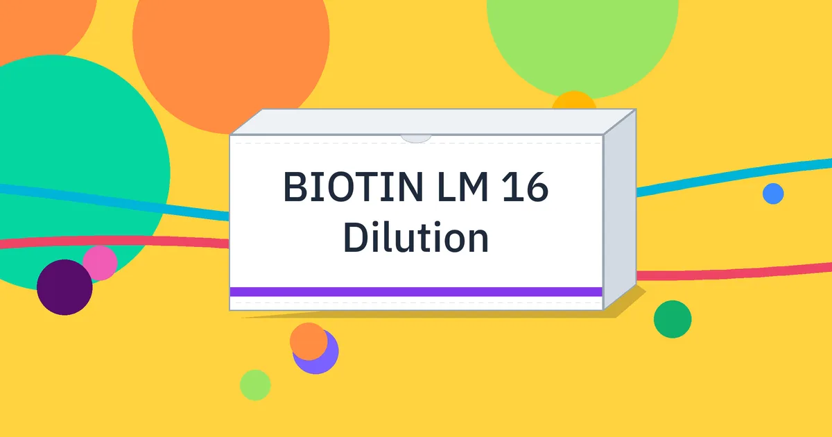 Symbolbild: Packung mit der Aufschrift BIOTIN LM 16 Dilution (PZN 12794318) – Verfügbarkeit und Bezug in Apotheken in Frankfurt am Main