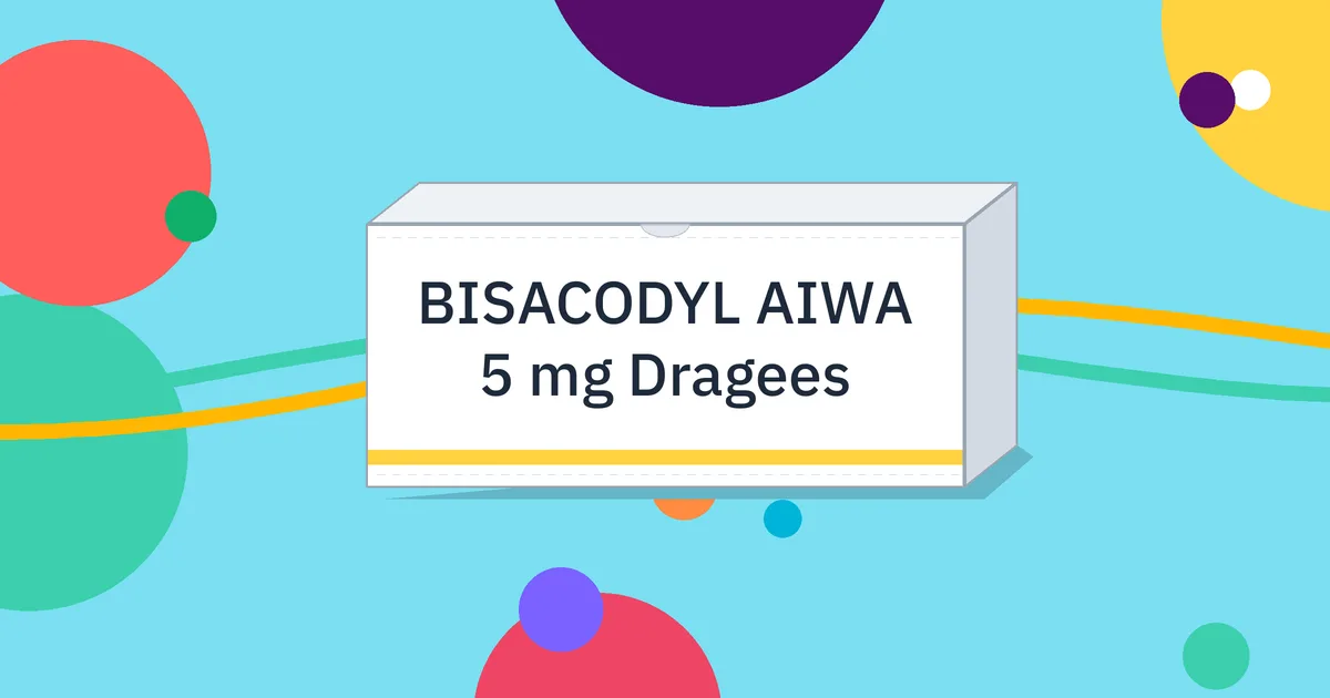 Symbolbild: Packung mit der Aufschrift BISACODYL AIWA 5 mg Dragees (PZN 15232549) – Verfügbarkeit und Bezug in Apotheken in Frankfurt am Main