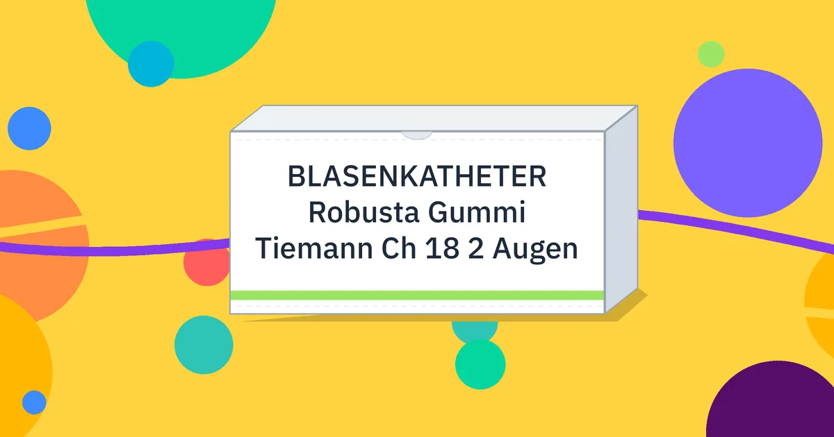Symbolbild: Packung mit der Aufschrift BLASENKATHETER Robusta Gummi Tiemann Ch 18 2 Augen (PZN 09740520) – Verfügbarkeit und Bezug in Apotheken in Frankfurt am Main