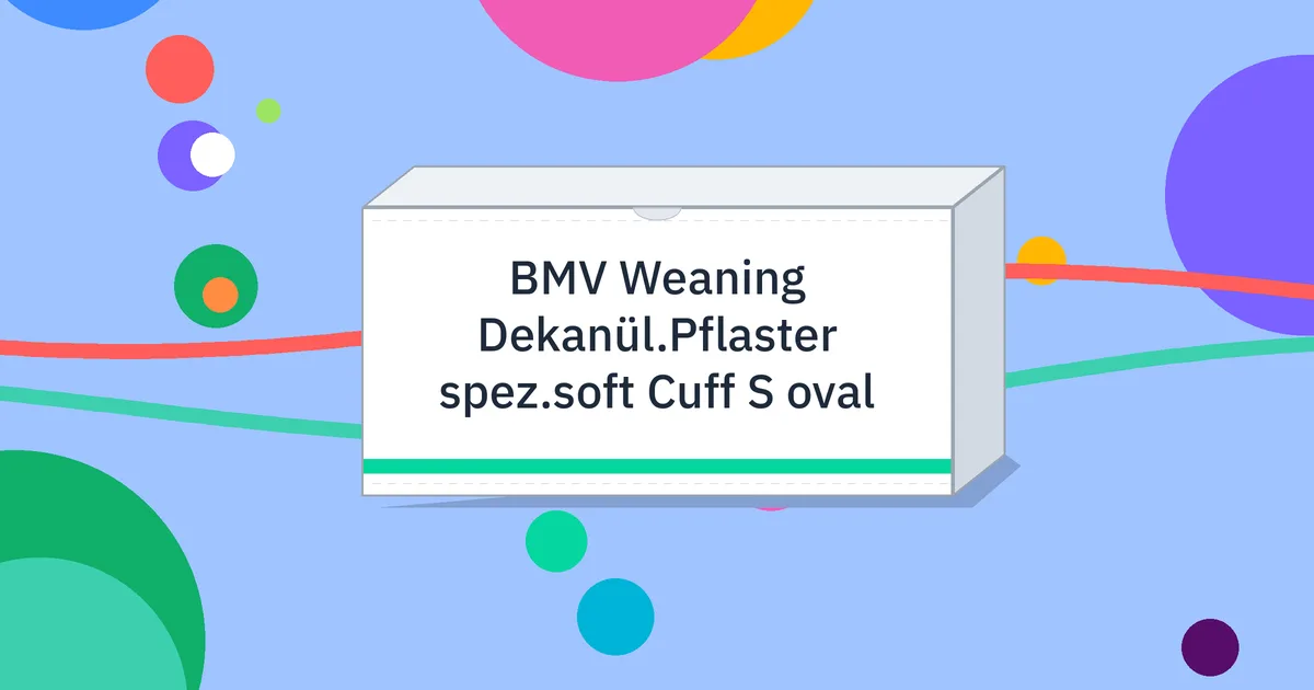 Symbolbild: Packung mit der Aufschrift BMV Weaning Dekanül.Pflaster spez.soft Cuff S oval (PZN 16608703) – Verfügbarkeit und Bezug in Apotheken in Frankfurt am Main