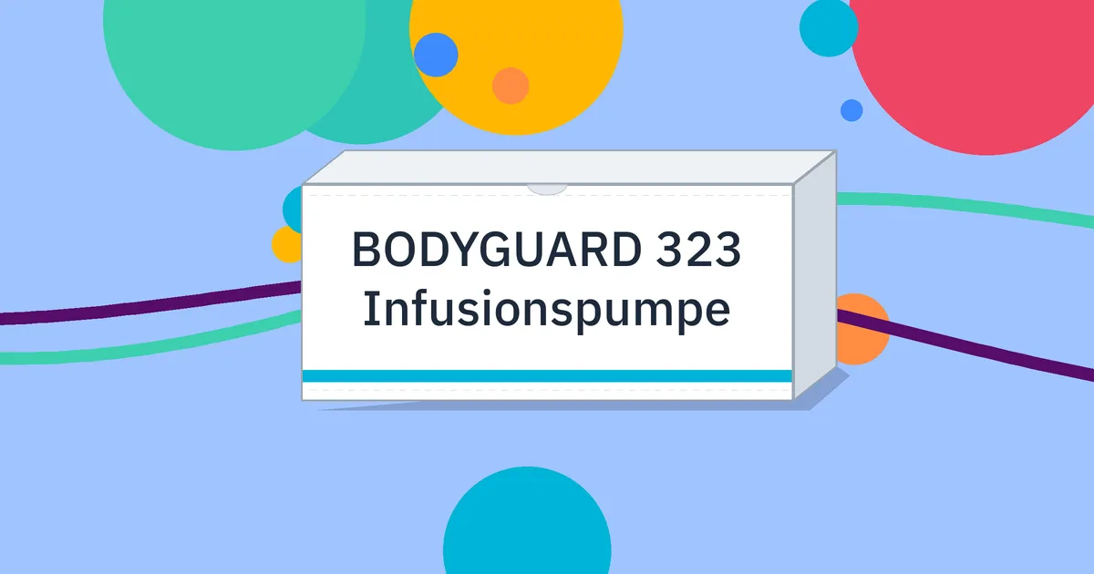 Symbolbild: Packung mit der Aufschrift BODYGUARD 323 Infusionspumpe (PZN 03405111) – Verfügbarkeit und Bezug in Apotheken in Frankfurt am Main