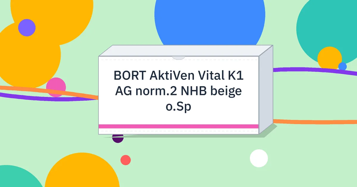 Symbolbild: Packung mit der Aufschrift BORT AktiVen Vital K1 AG norm.2 NHB beige o.Sp (PZN 13730728) – Verfügbarkeit und Bezug in Apotheken in Frankfurt am Main
