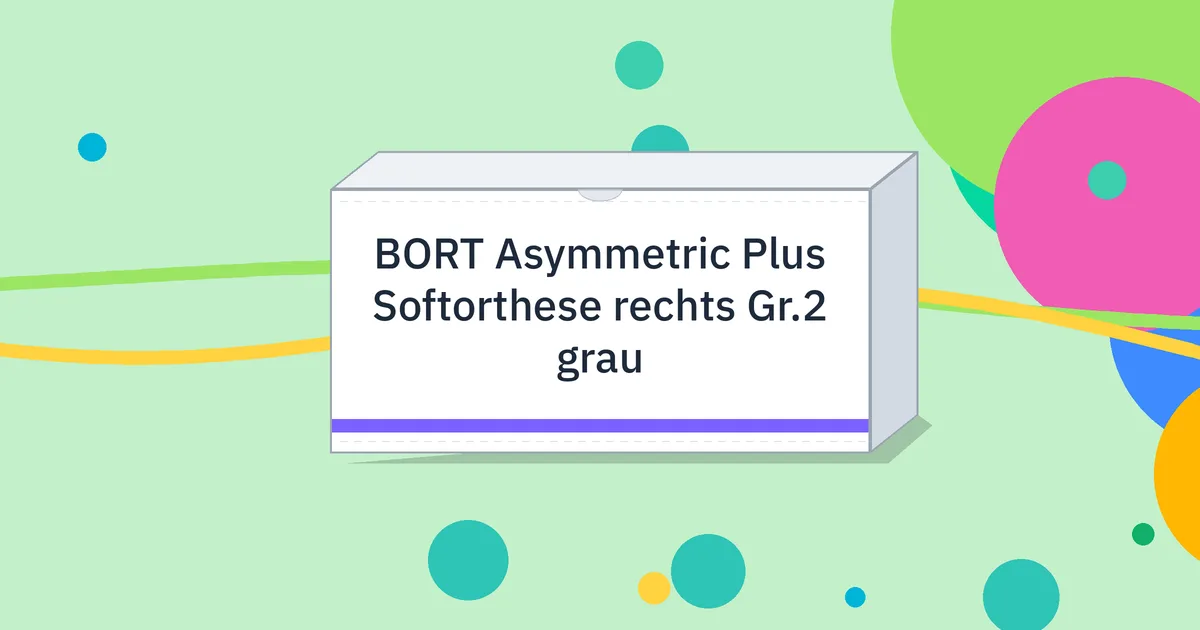 Symbolbild: Packung mit der Aufschrift BORT Asymmetric Plus Softorthese rechts Gr.2 grau (PZN 20105250) – Verfügbarkeit und Bezug in Apotheken in Frankfurt am Main