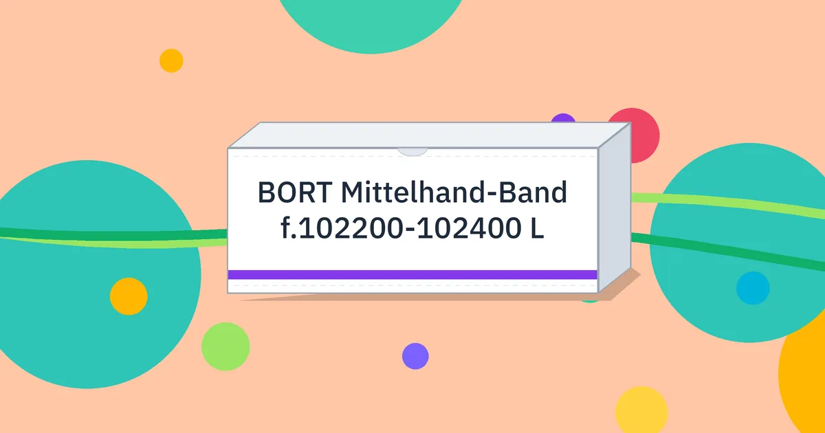 Symbolbild: Packung mit der Aufschrift BORT Mittelhand-Band f.102200-102400 L (PZN 16847425) – Verfügbarkeit und Bezug in Apotheken in Frankfurt am Main