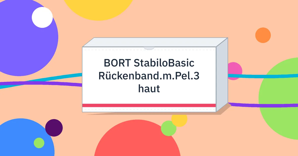 Symbolbild: Packung mit der Aufschrift BORT StabiloBasic Rückenband.m.Pel.3 haut (PZN 05872294) – Verfügbarkeit und Bezug in Apotheken in Frankfurt am Main