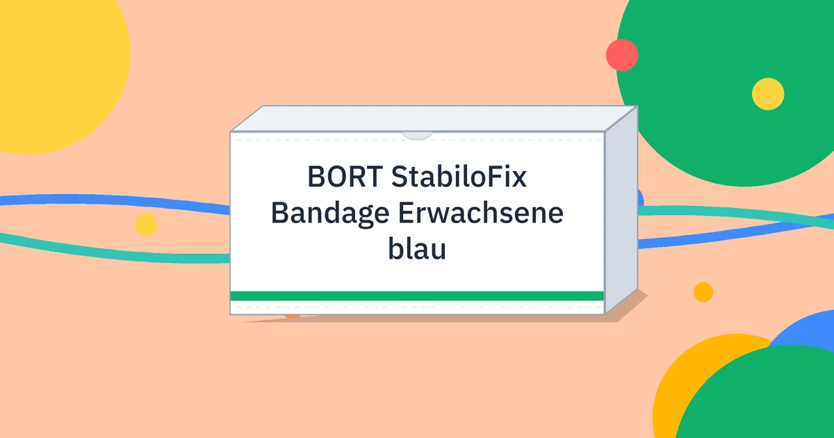Symbolbild: Packung mit der Aufschrift BORT StabiloFix Bandage Erwachsene blau (PZN 06084593) – Verfügbarkeit und Bezug in Apotheken in Frankfurt am Main
