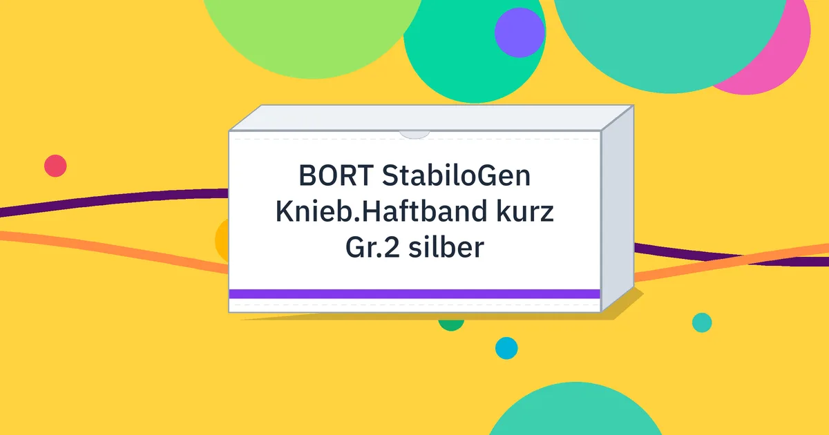 Symbolbild: Packung mit der Aufschrift BORT StabiloGen Knieb.Haftband kurz Gr.2 silber (PZN 16847253) – Verfügbarkeit und Bezug in Apotheken in Frankfurt am Main