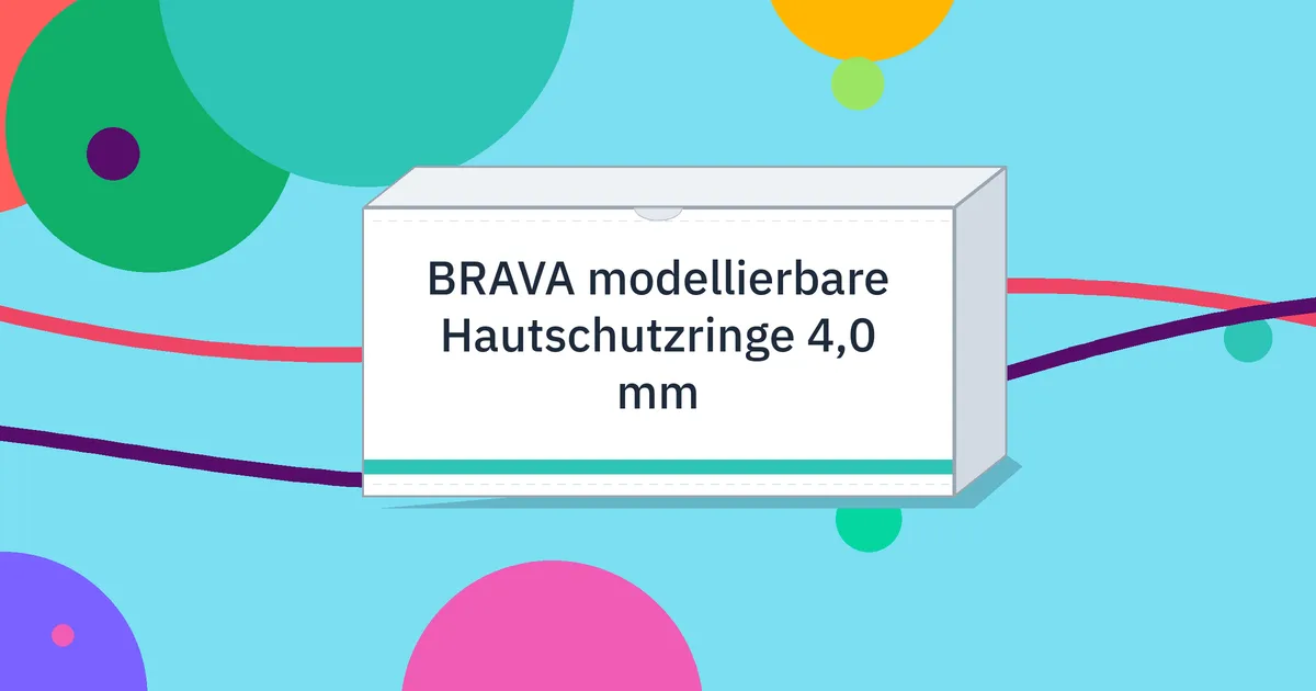 Symbolbild: Packung mit der Aufschrift BRAVA modellierbare Hautschutzringe 4,0 mm (PZN 15564286) – Verfügbarkeit und Bezug in Apotheken in Frankfurt am Main