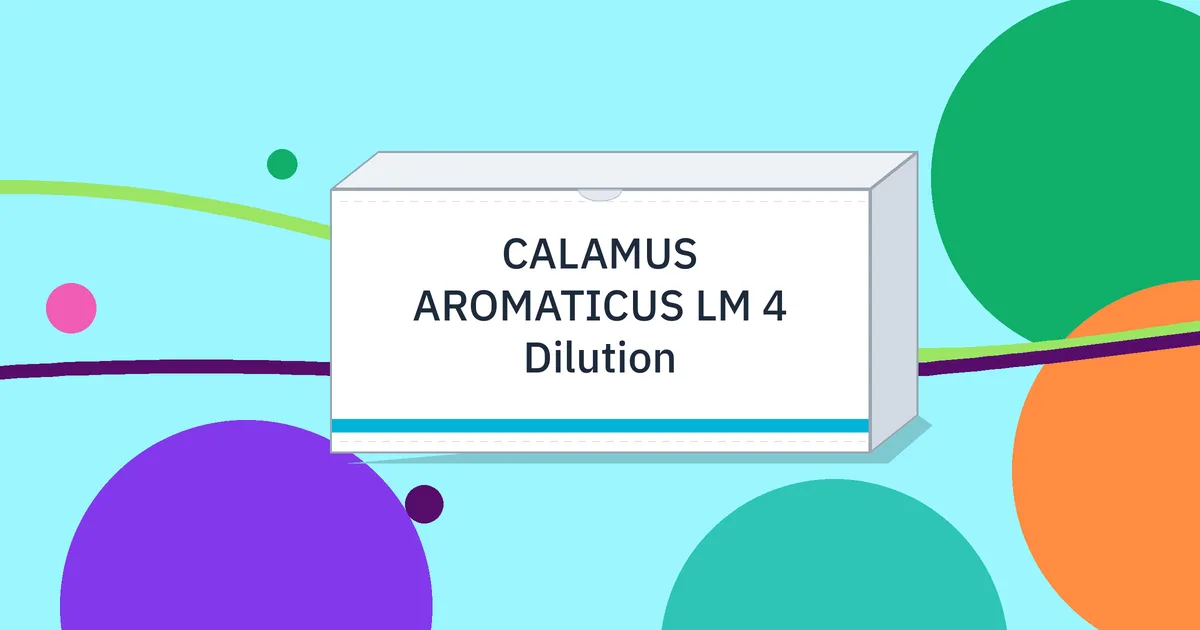 Symbolbild: Packung mit der Aufschrift CALAMUS AROMATICUS LM 4 Dilution (PZN 13404526) – Verfügbarkeit und Bezug in Apotheken in Frankfurt am Main
