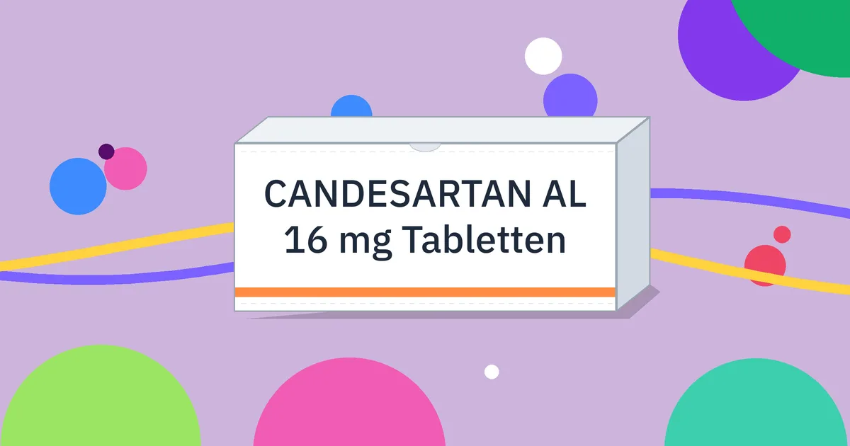 Symbolbild: Packung mit der Aufschrift CANDESARTAN AL 16 mg Tabletten (PZN 09297763) – Verfügbarkeit und Bezug in Apotheken in Frankfurt am Main