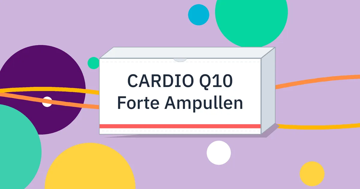 Symbolbild: Packung mit der Aufschrift CARDIO Q10 Forte Ampullen (PZN 11848673) – Verfügbarkeit und Bezug in Apotheken in Frankfurt am Main