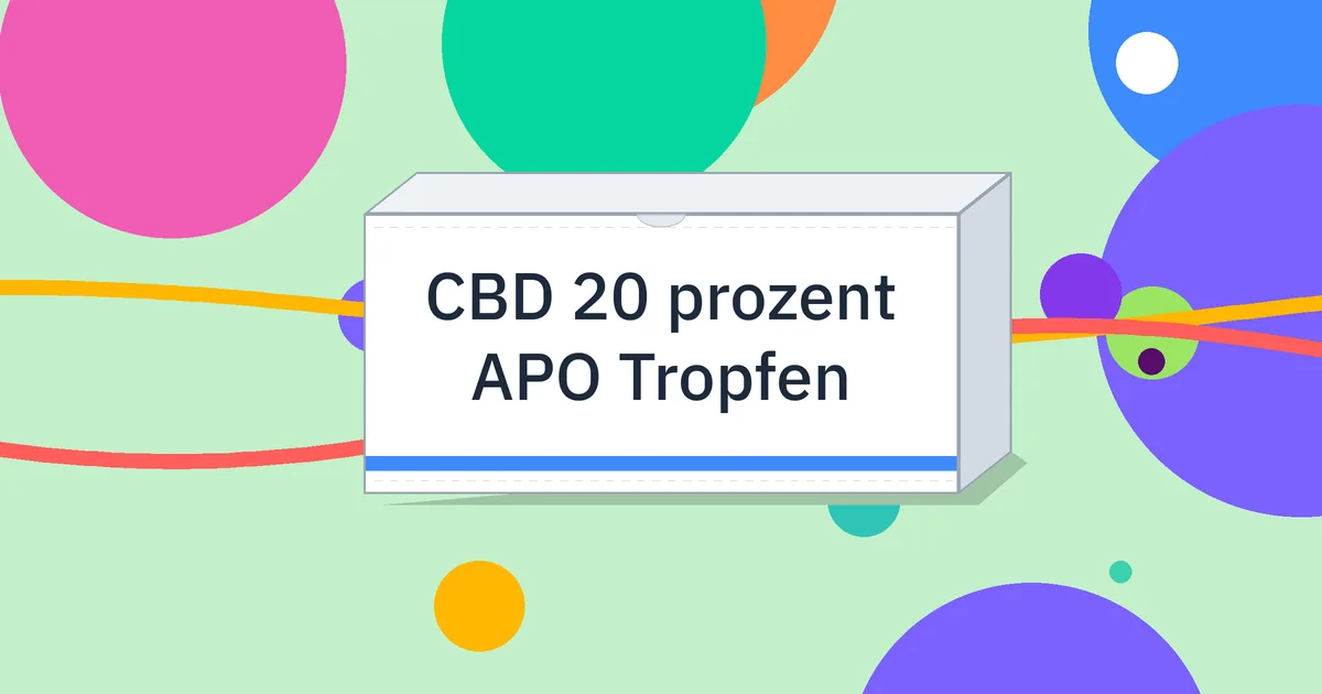 Symbolbild: Packung mit der Aufschrift CBD 20 prozent APO Tropfen (PZN 15629809) – Verfügbarkeit und Bezug in Apotheken in Frankfurt am Main