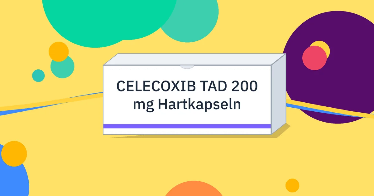 Symbolbild: Packung mit der Aufschrift CELECOXIB TAD 200 mg Hartkapseln (PZN 10763791) – Verfügbarkeit und Bezug in Apotheken in Frankfurt am Main