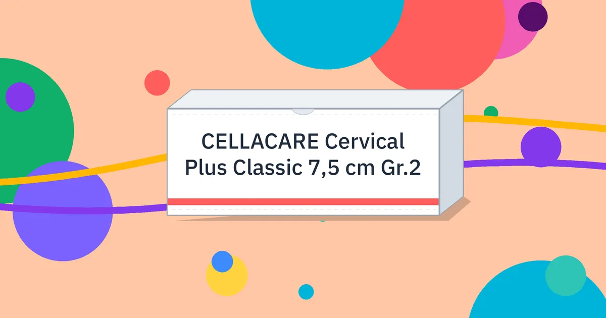 Symbolbild: Packung mit der Aufschrift CELLACARE Cervical Plus Classic 7,5 cm Gr.2 (PZN 20549337) – Verfügbarkeit und Bezug in Apotheken in Frankfurt am Main